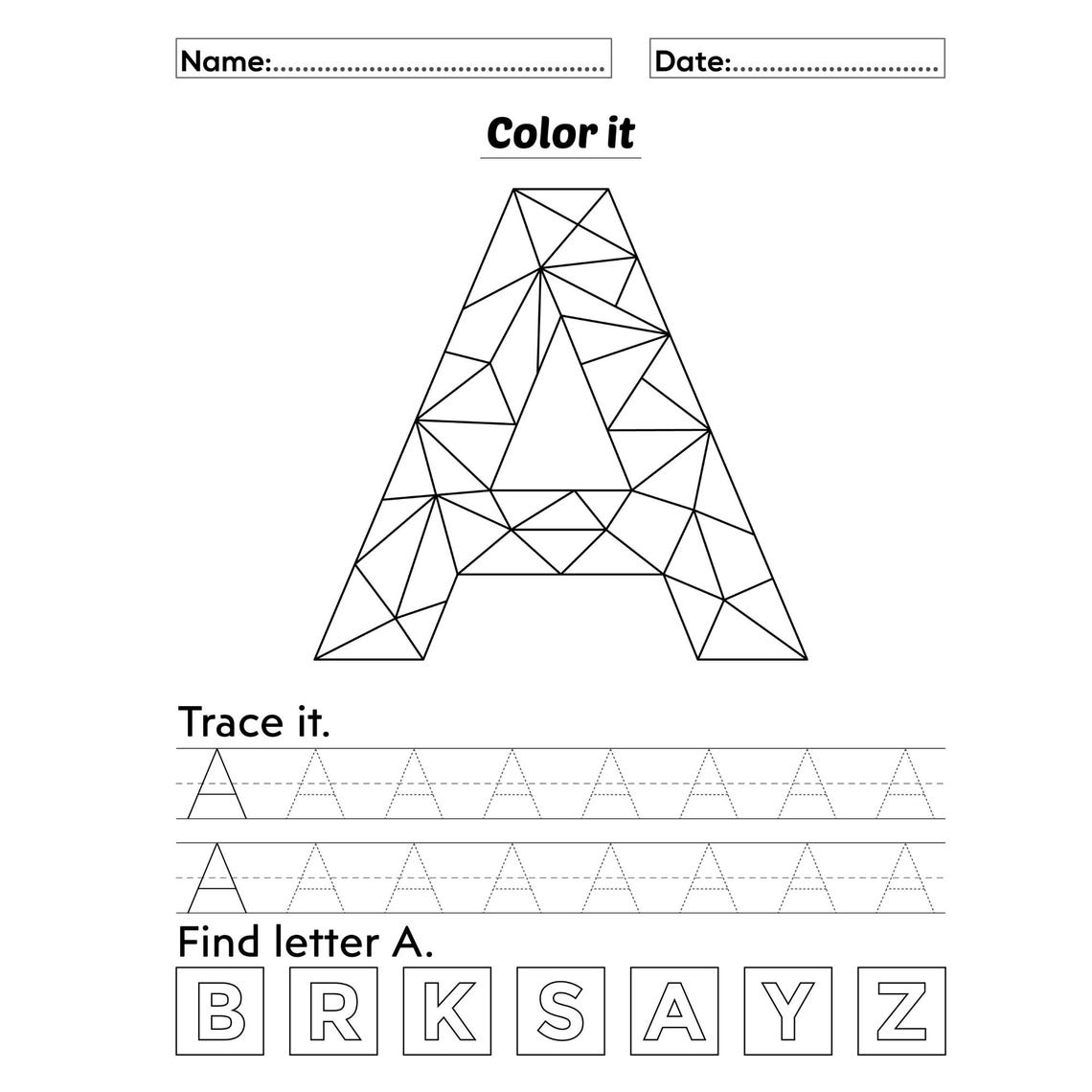 Alphabet Color Trace and Find Worksheets - Etsy