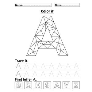 Alphabet Color Trace and Find Worksheets - Etsy