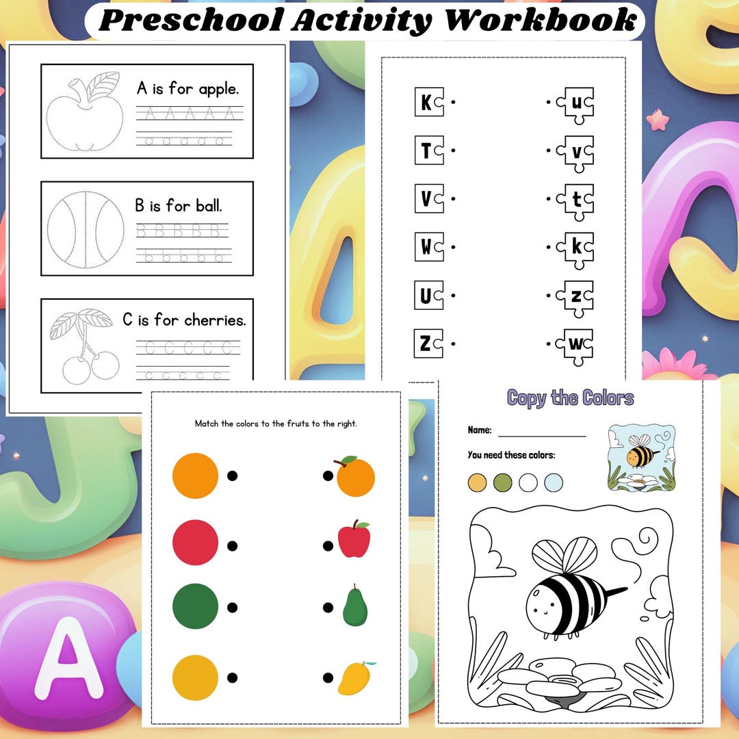 Preschool Activity Workbook -1 - Etsy
