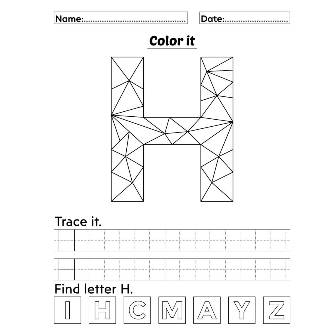 Alphabet Color Trace and Find Worksheets - Etsy