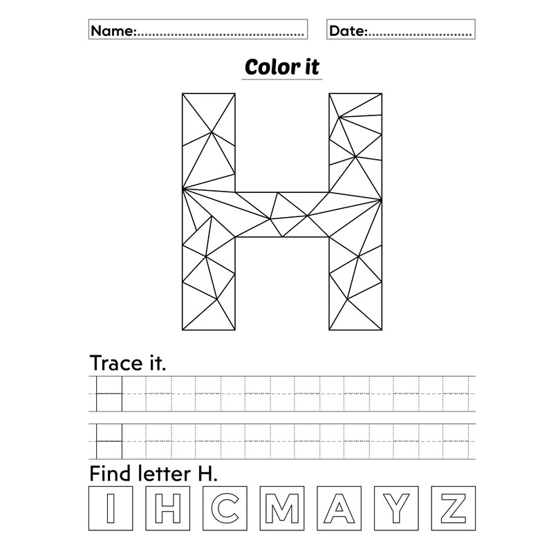 Alphabet Color Trace and Find Worksheets - Etsy