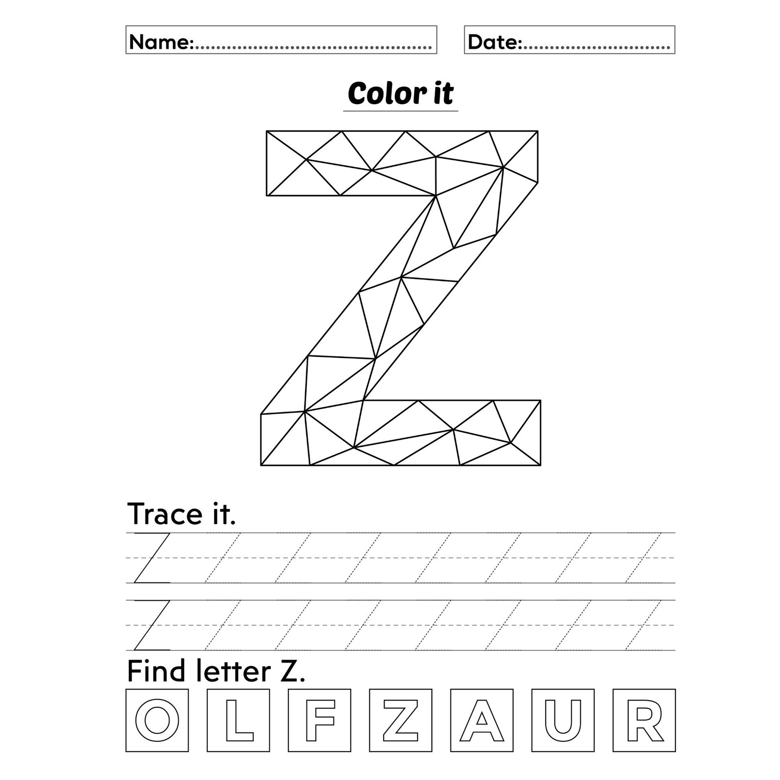 Alphabet Color Trace and Find Worksheets - Etsy