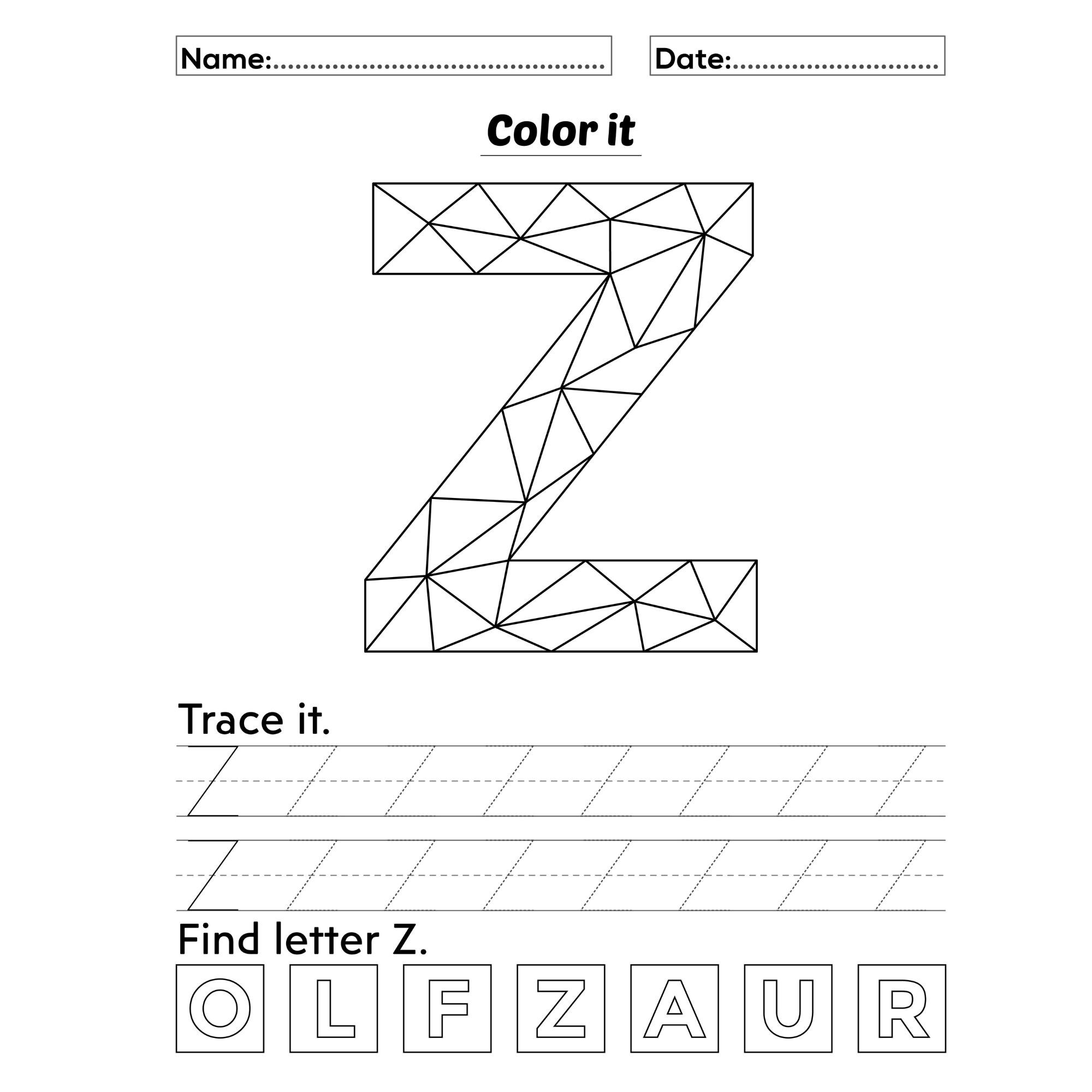 Alphabet Color Trace and Find Worksheets - Etsy