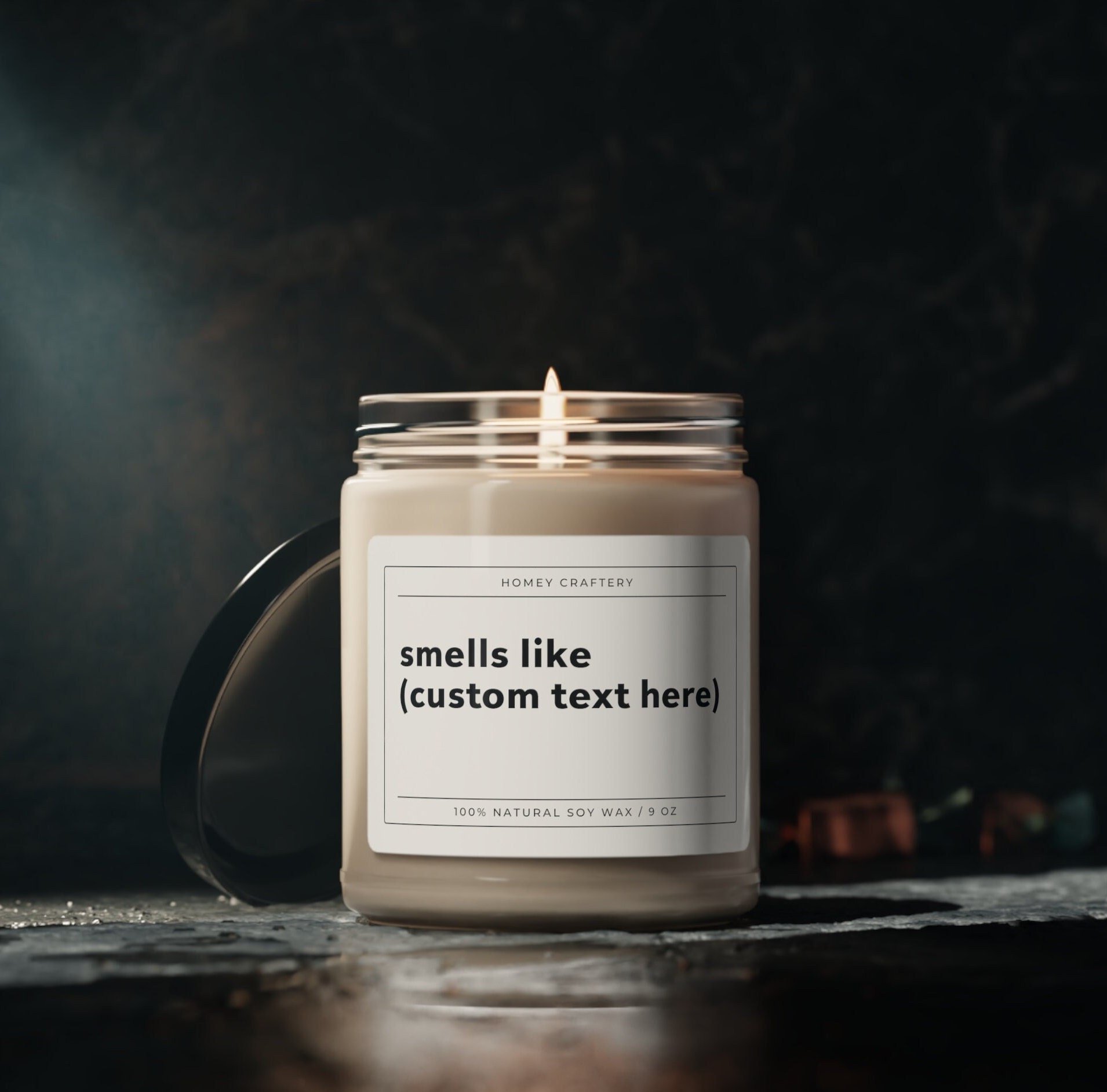 Personalized Smells Like Candle Custom Text Here Candle Custom Logo ...