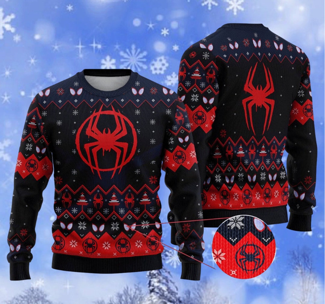 Spider Verse Ugly Sweater Spider Cool Xmas Sweater Spider - Etsy