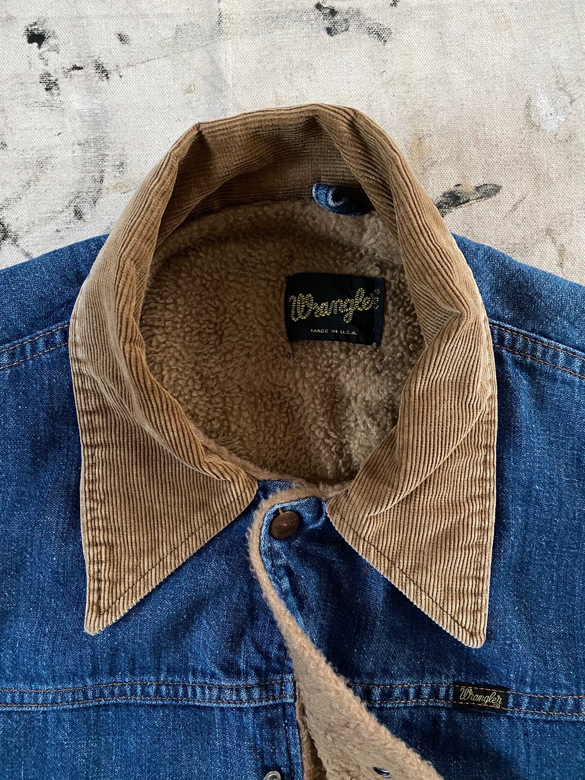 Pit23.5 Vintage 1960's Wrangler Sherpa Denim Worker Jacket Size Medium ...