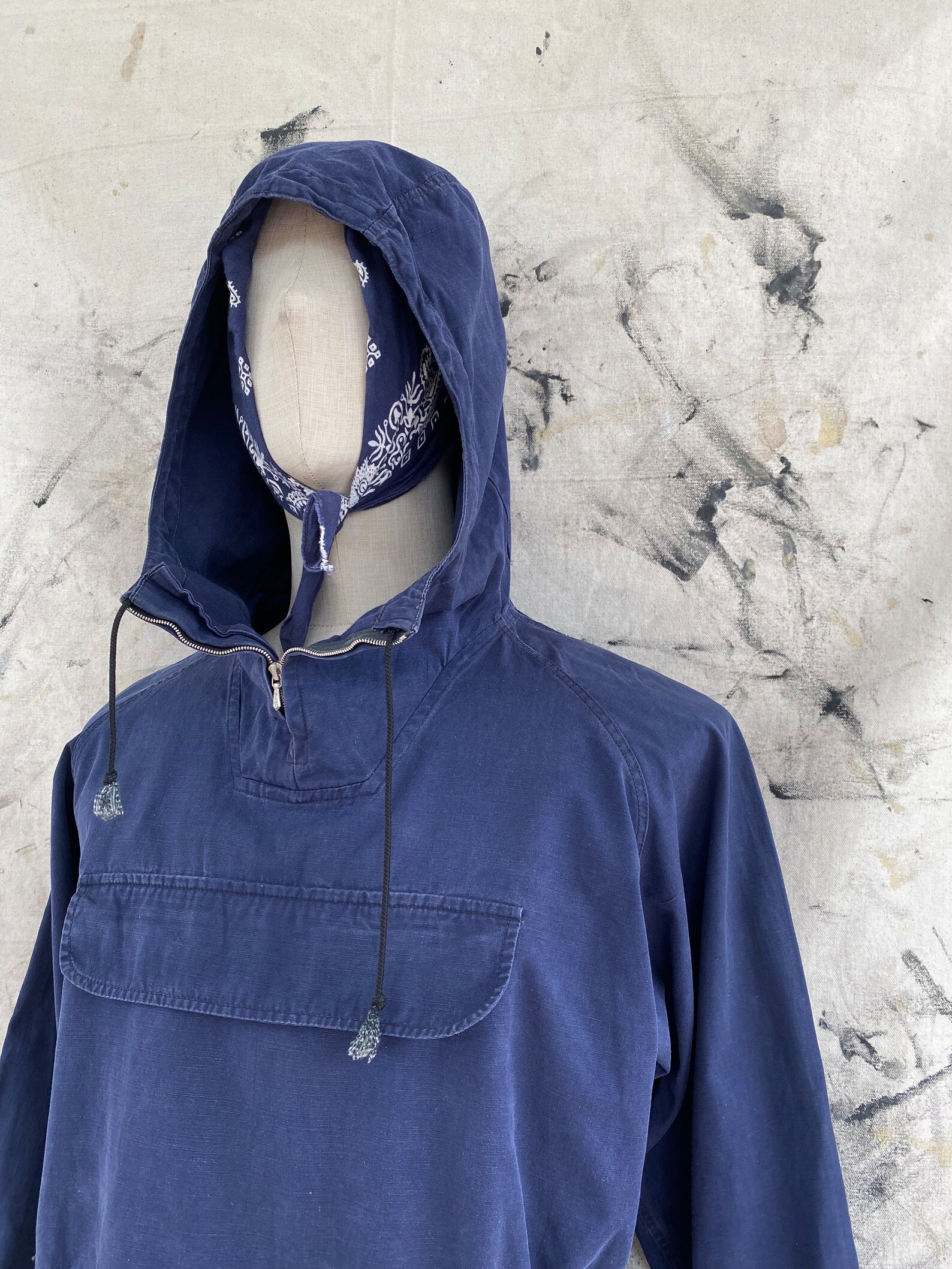 Vintage 1950's British Cotton Indigo Smock Size Medium, Pullover Smock ...