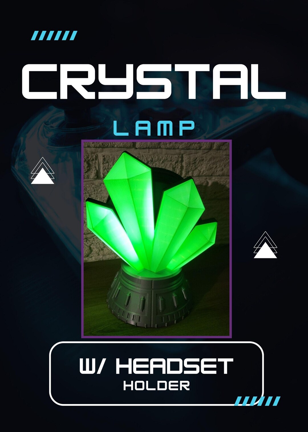 Crystal Lamp With Headset Holder - Etsy