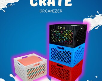Milk Crate Desk Organizer 3d Printed Cute Organization Stackable - Etsy