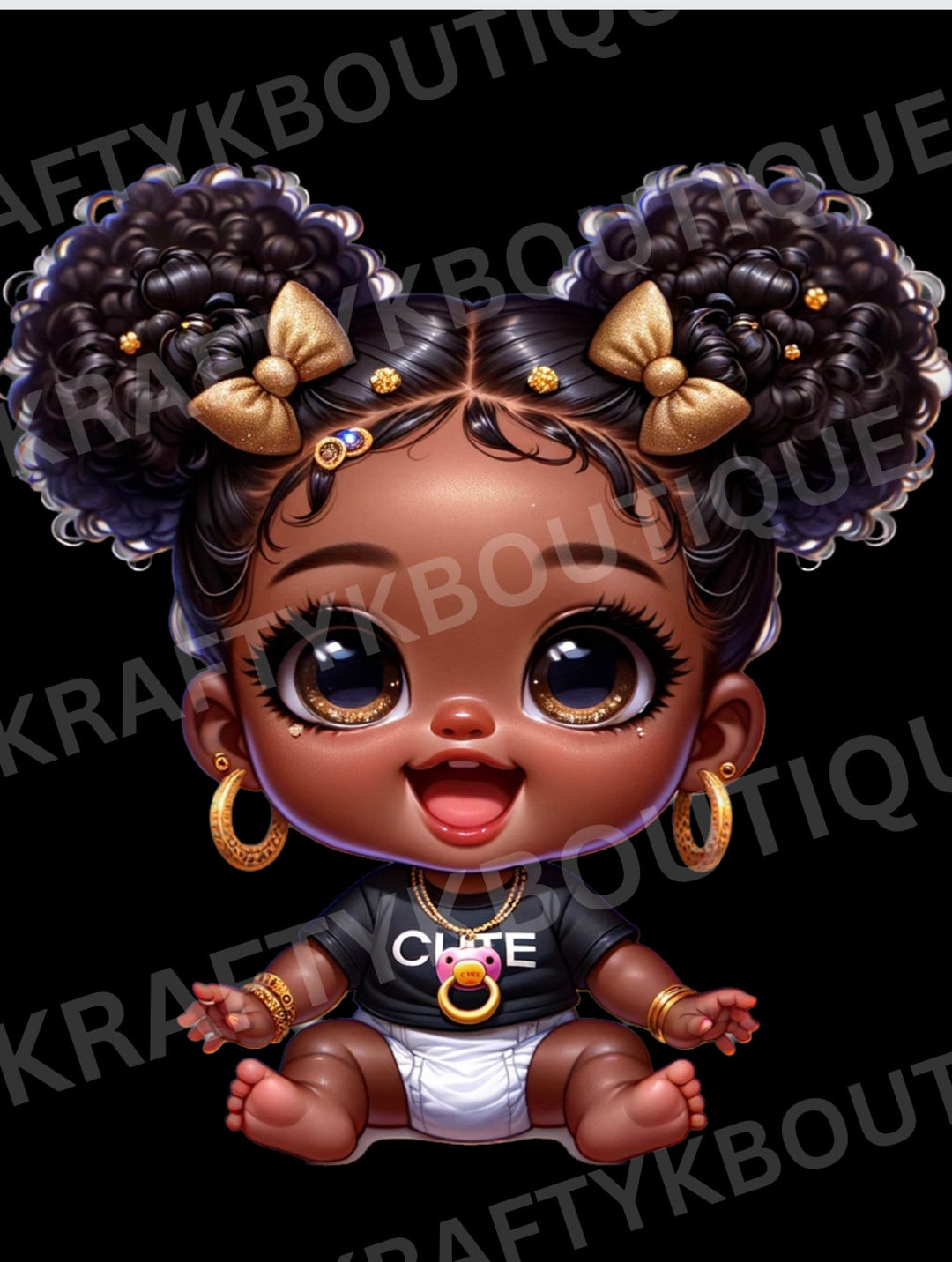 Black,baby,girliedesign,digitalart, Podguide,instantdownload ...