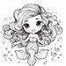 25 Cute Mermaid Coloring Book, Includes 6 Free Pages, All Ages, Kawaii ...