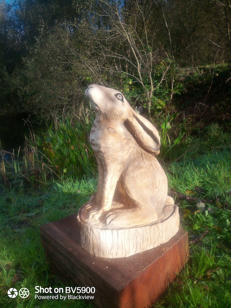 Moon Gazing Hare Chainsaw Sculpture - Etsy UK