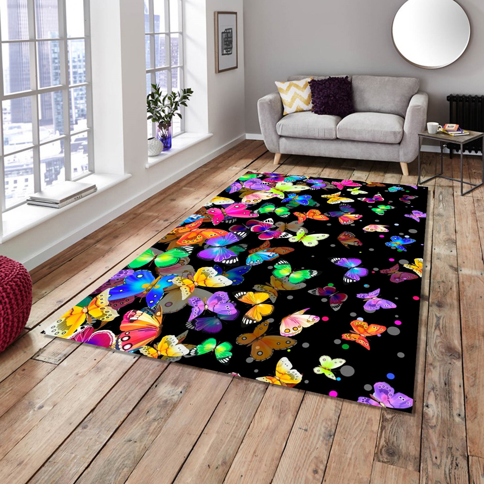 Butterfly Rug, Butterfly Themed Rug, Animal Rug, Minimalist Rug, Home ...