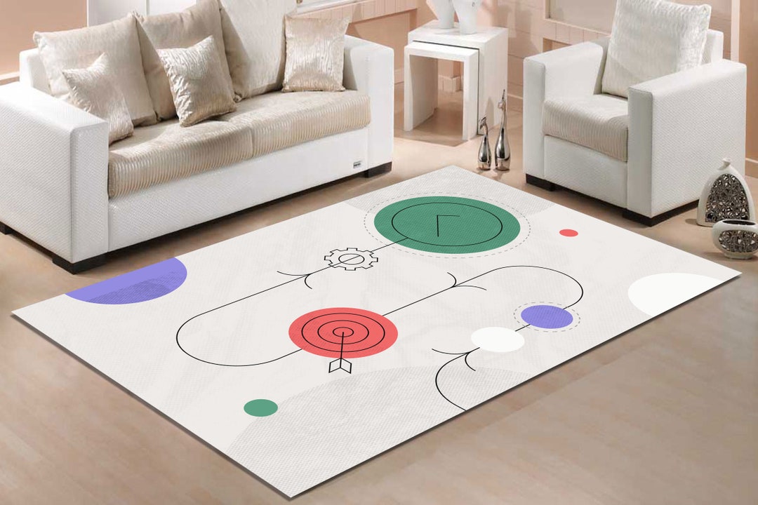 Mid Century Modern Rug, Hand Drawn Mid Century Rug, Mid Century Modern ...