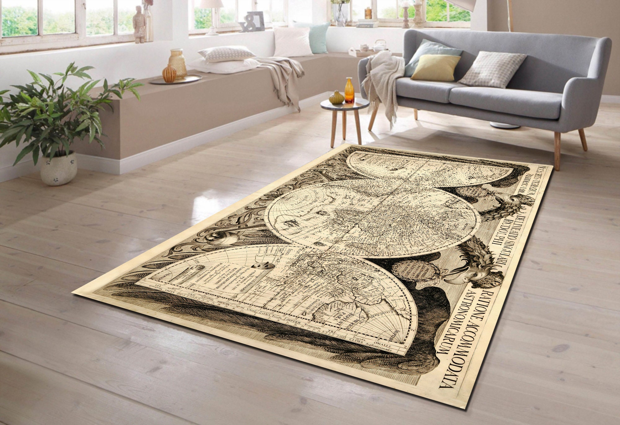 World Map Rug, Map Rugs, Area Carpet, Vintage Pattern Map Rug ...