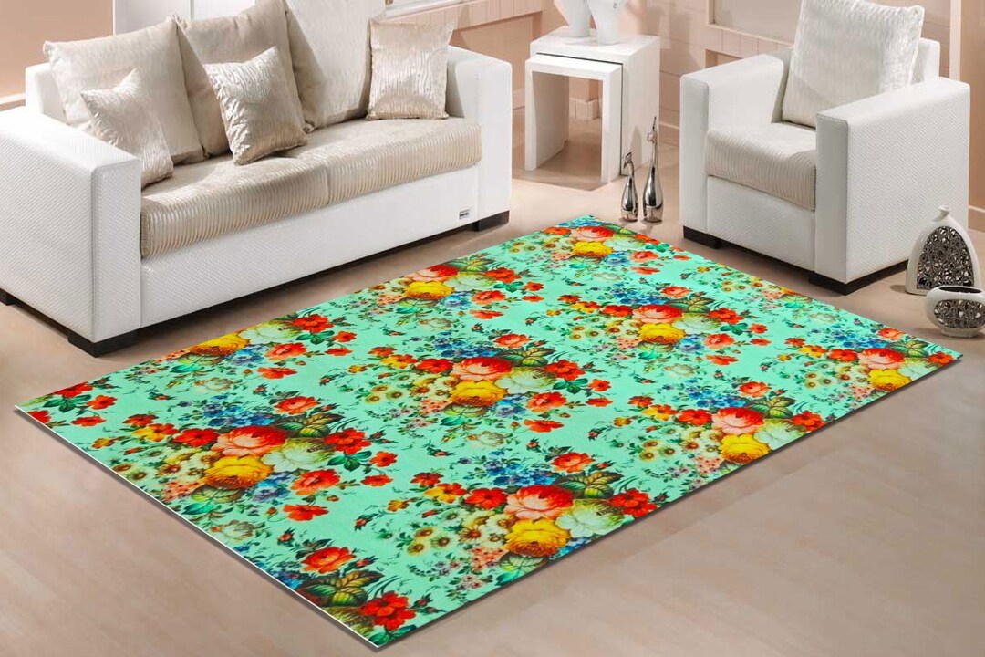 Groovy Flower Rug, Colorful Rug, Retro Area Rug, 70s Wavy Rug ...