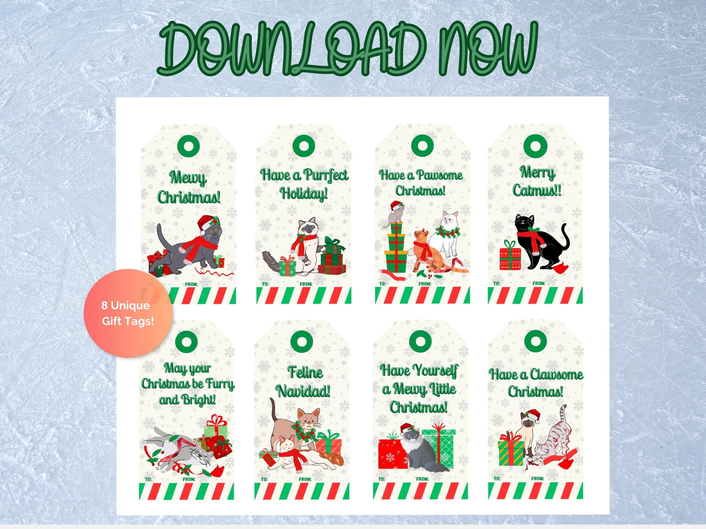 Printable Christmas Cat Gift Tags Cat Mom Gift Cat Lover - Etsy