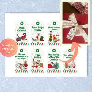 Printable Christmas Cat Gift Tags Cat Mom Gift Cat Lover - Etsy
