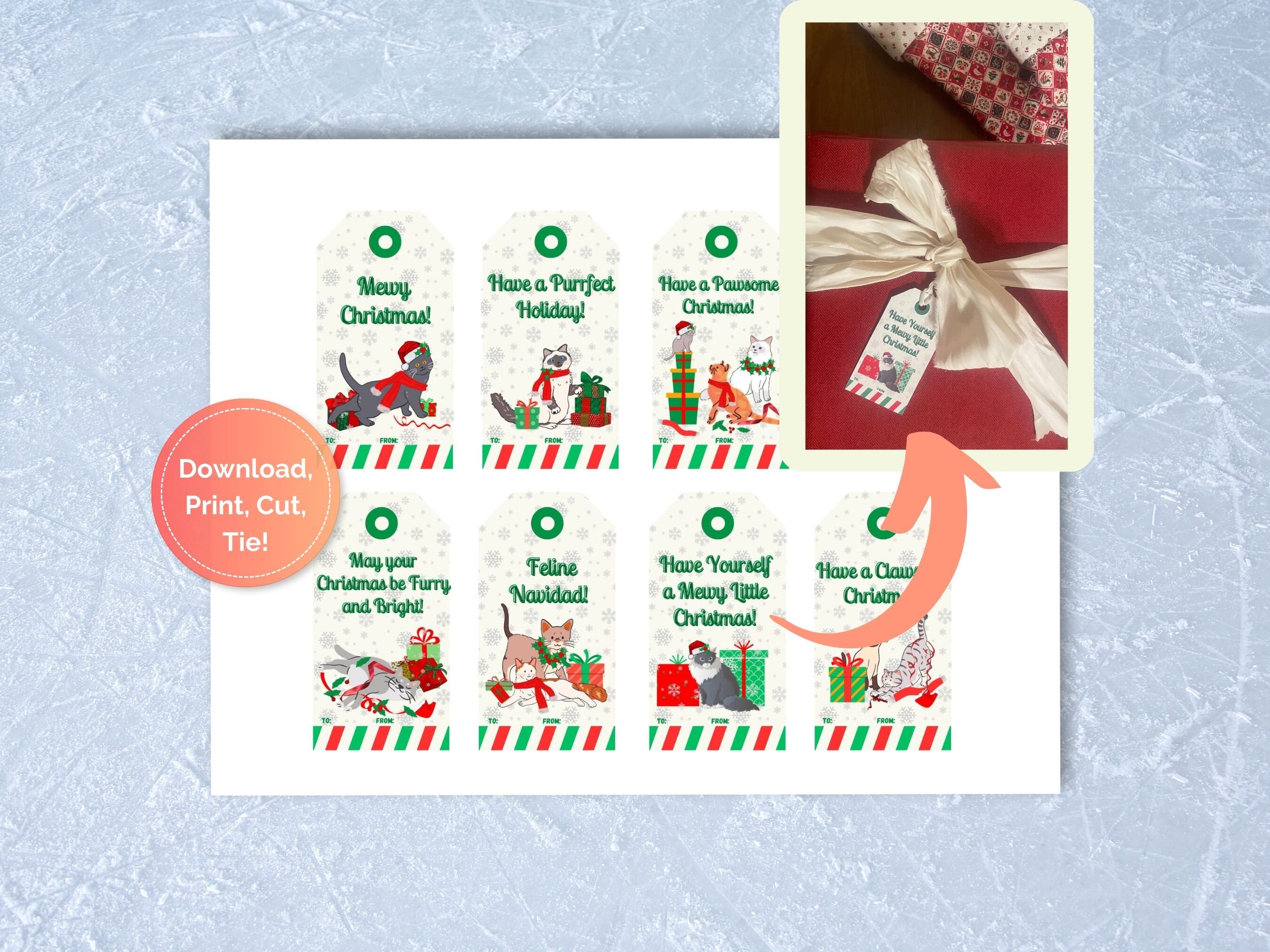 Printable Christmas Cat Gift Tags Cat Mom Gift Cat Lover - Etsy