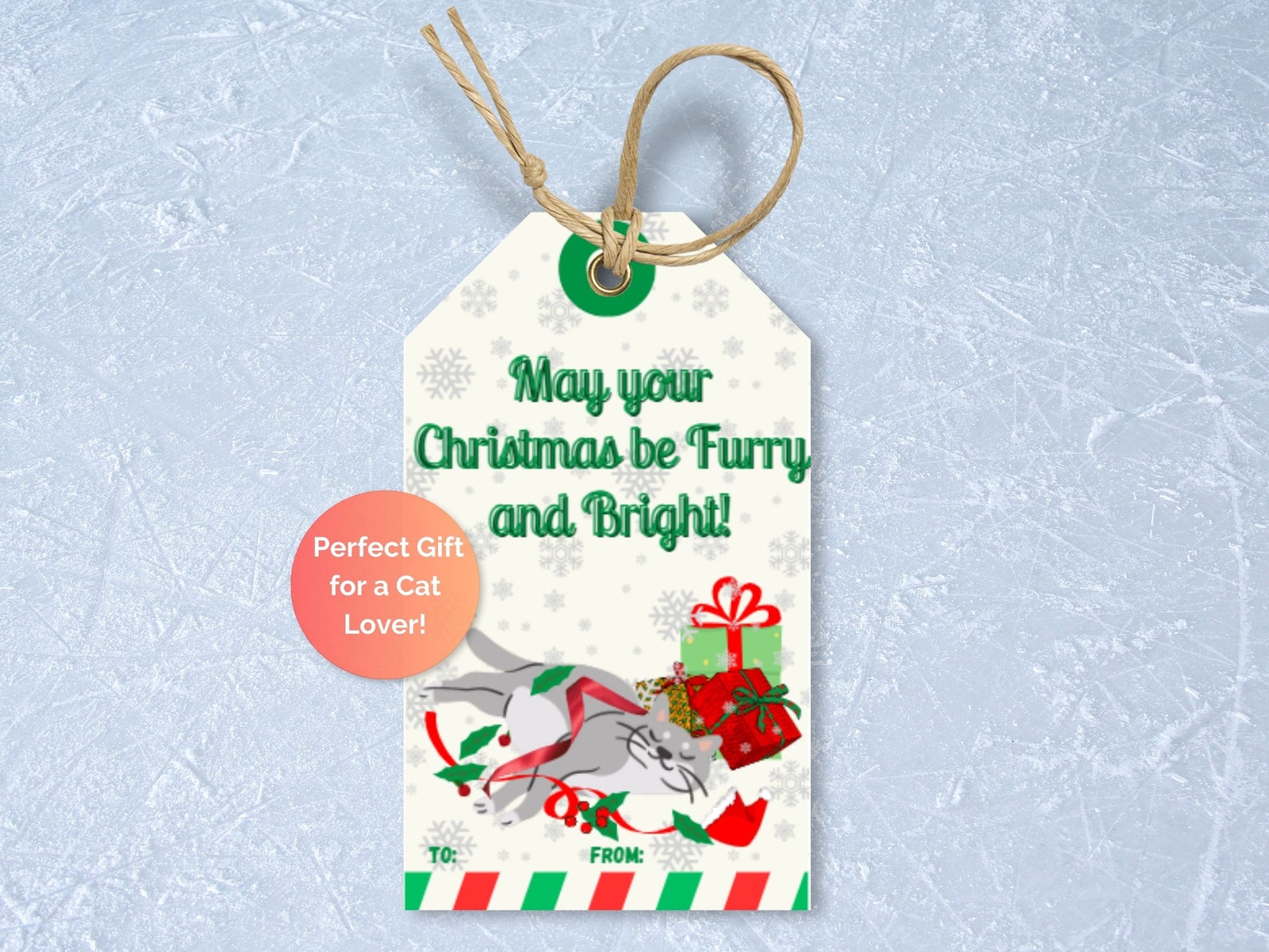 Printable Christmas Cat Gift Tags Cat Mom Gift Cat Lover - Etsy