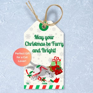 Printable Christmas Cat Gift Tags Cat Mom Gift Cat Lover - Etsy