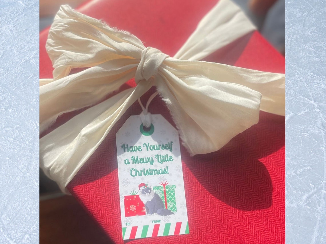 Printable Christmas Cat Gift Tags Cat Mom Gift Cat Lover - Etsy