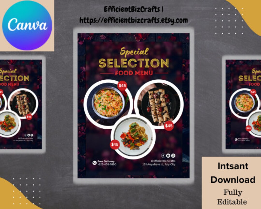 Editable Food Flyer Template for Canva - Etsy Australia