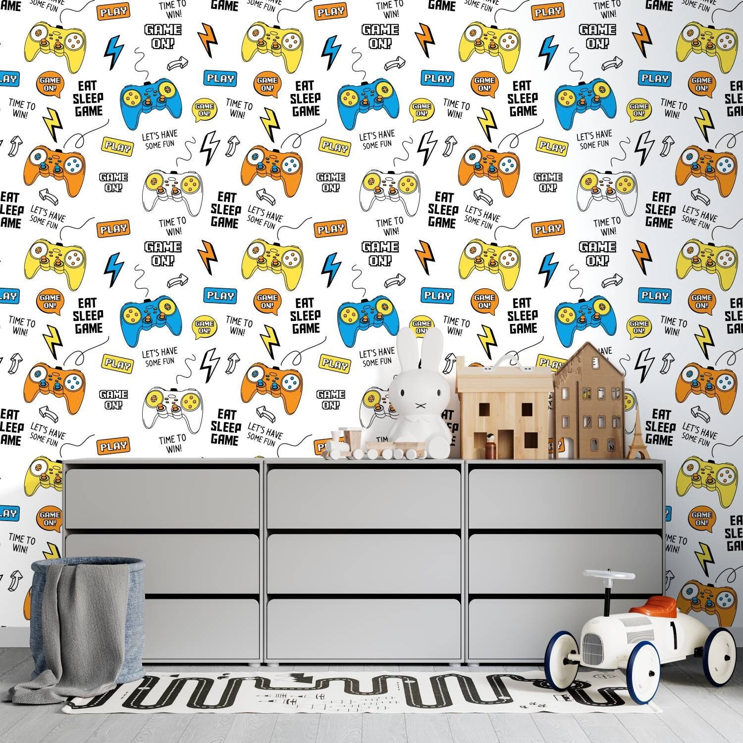 Video Games Wallpaper, Kid Wallpaper, Nursery Gaming Wallpaper ...