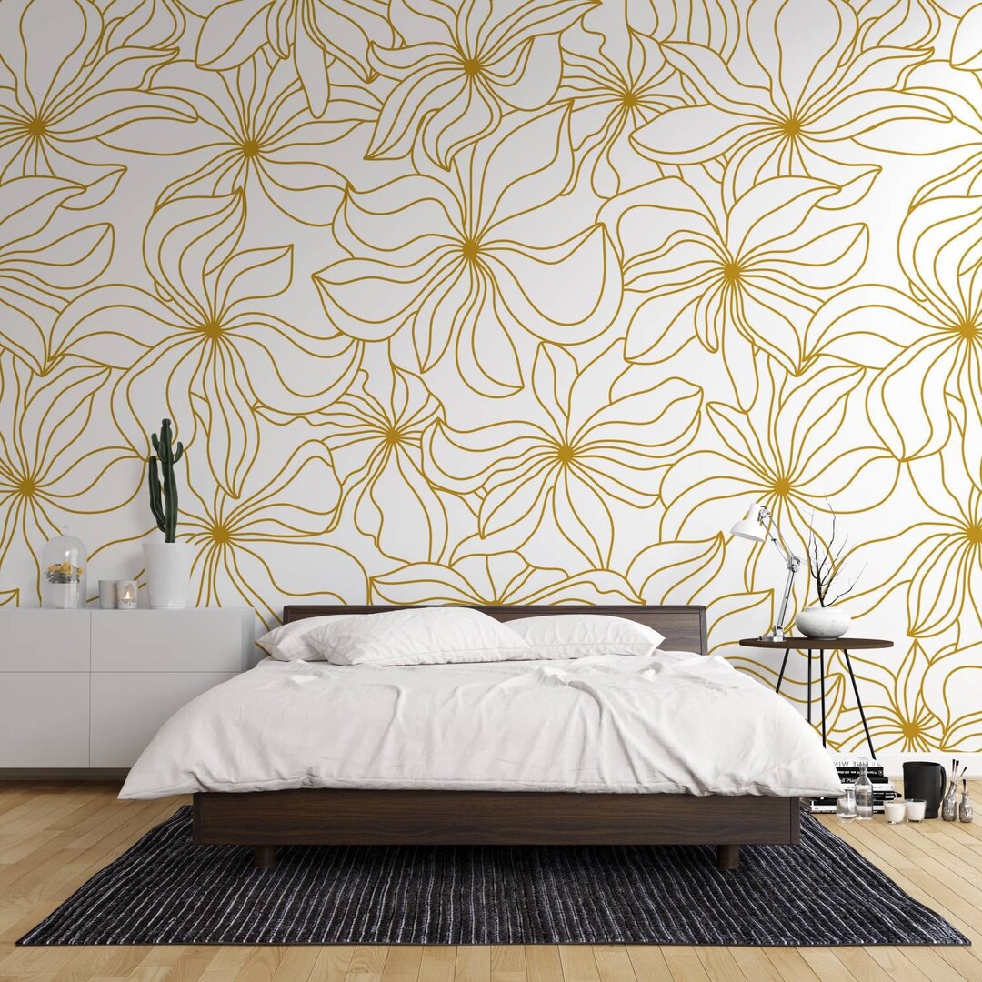 Floral Wallpaper, Floral Wall Mural, Floral Pattern, Yellow Flowers ...