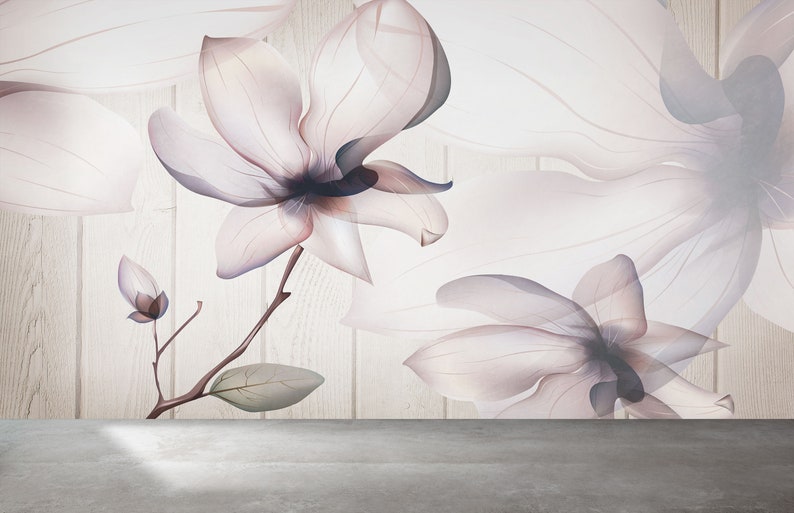 Magnolia Wallpaper, Floral Mural, Magnolia Wall Art, Blossom Decor ...