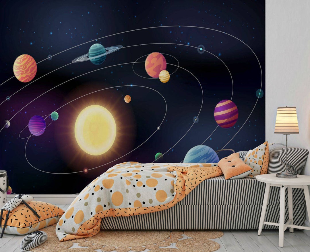 Space Wallpaper | Planets Wallpaper for Kids| Nursery Space Wallpaper ...