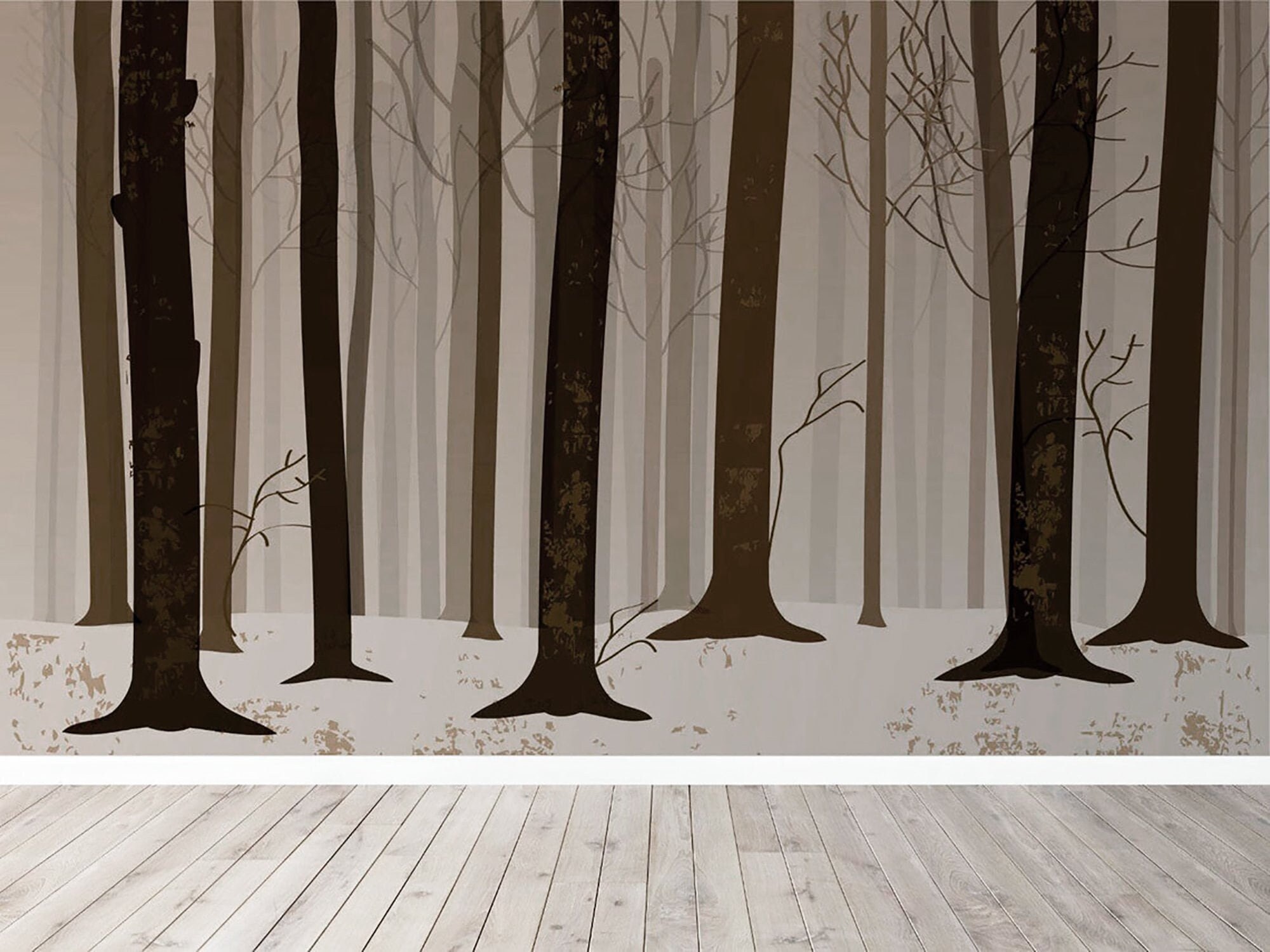 Minimal Trees Wallpaper | Dark Trees Wall Mural | Forest Trees ...