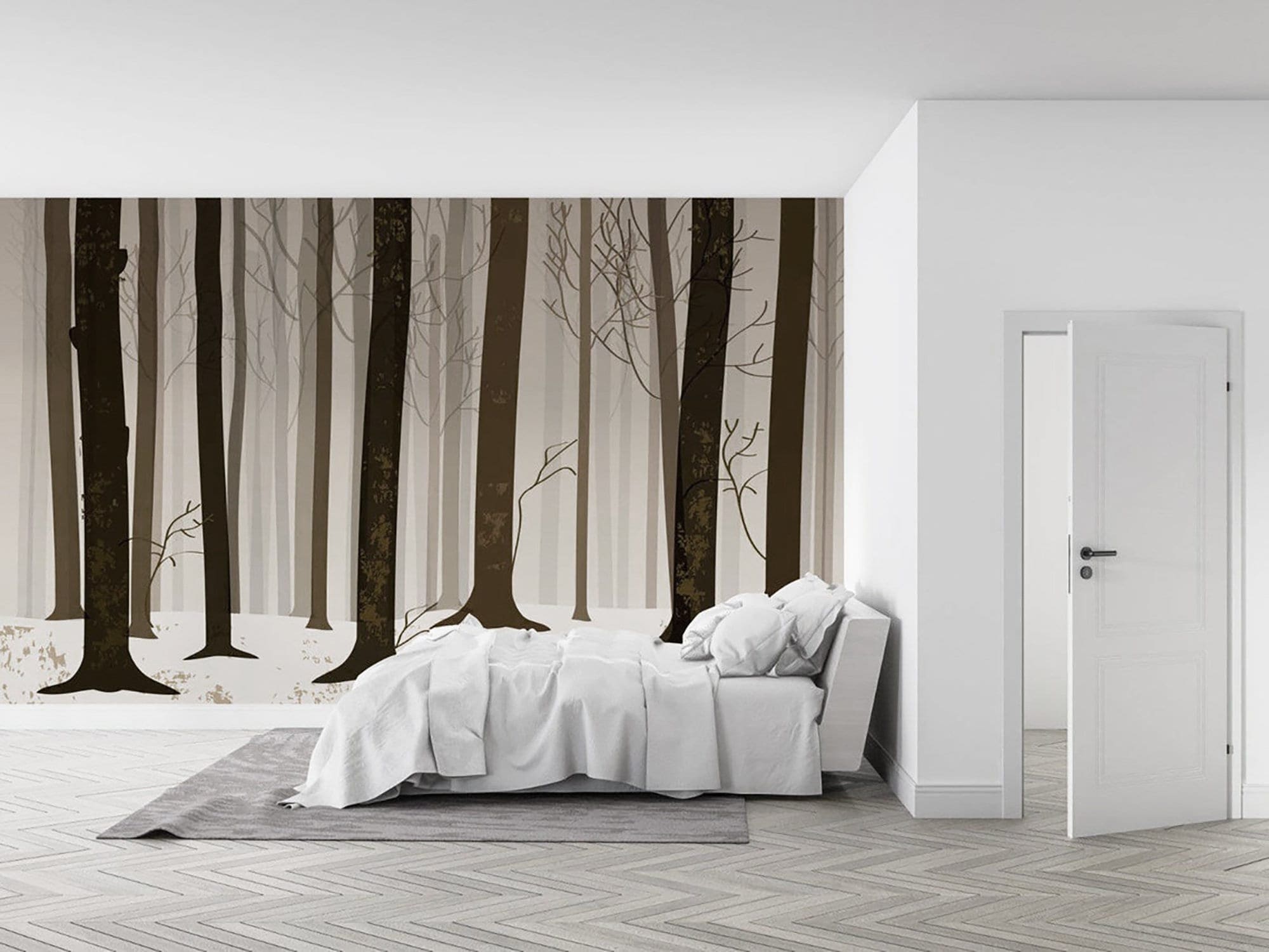 Minimal Trees Wallpaper Dark Trees Wall Mural Forest Trees Wallpaper ...