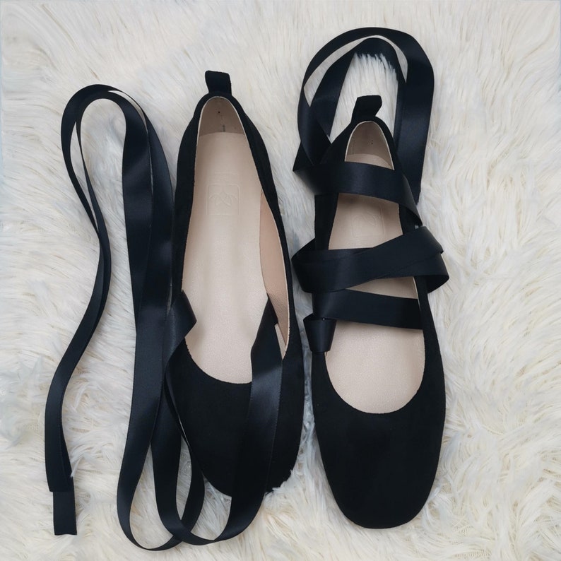 Black Ballet Flats With Ribbons Pink Ballet Flats Bridal Wedding