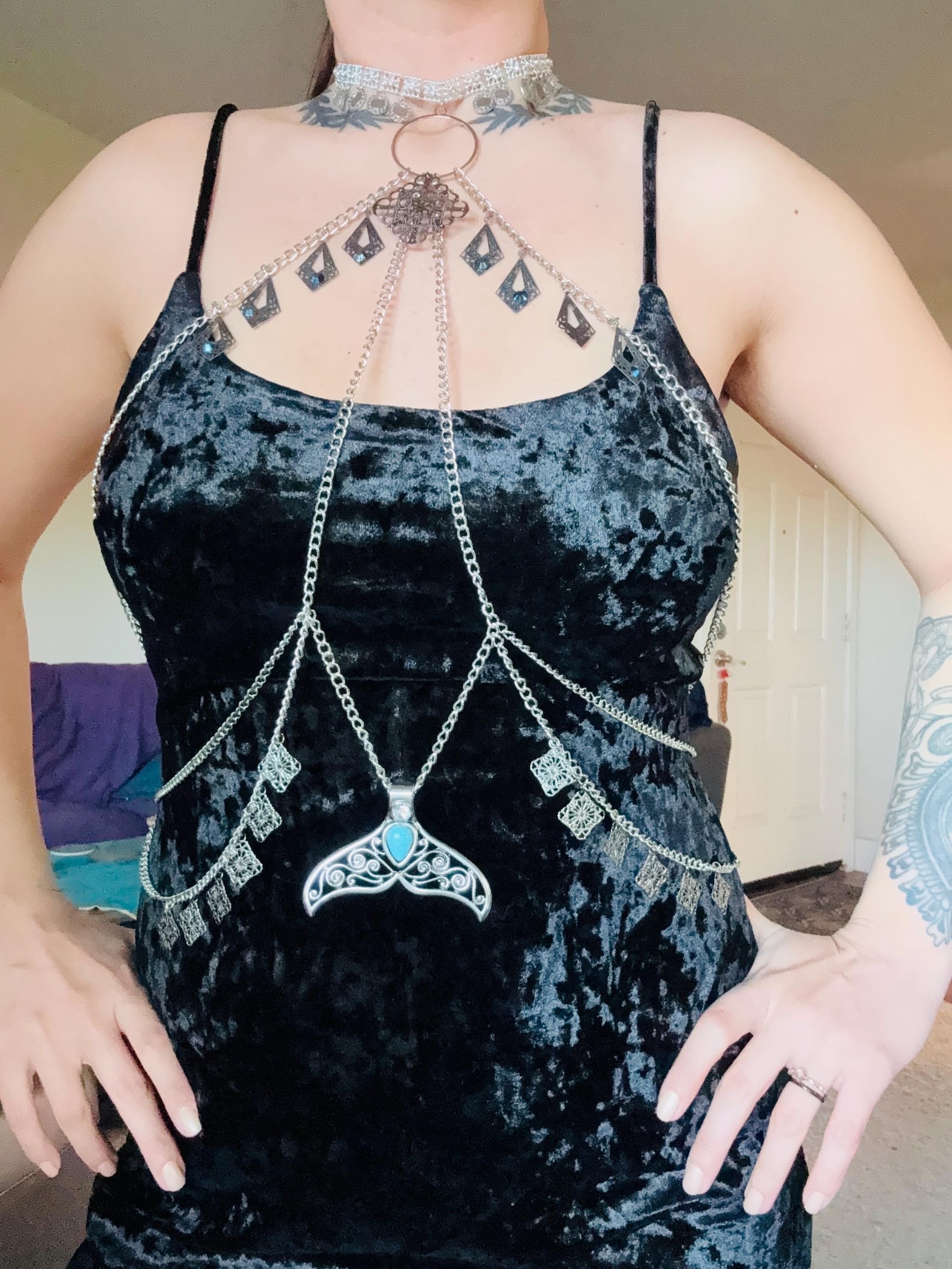 Fusion Belly Dance Body Chain, Boho Harness, Boho Body Chain, Body ...