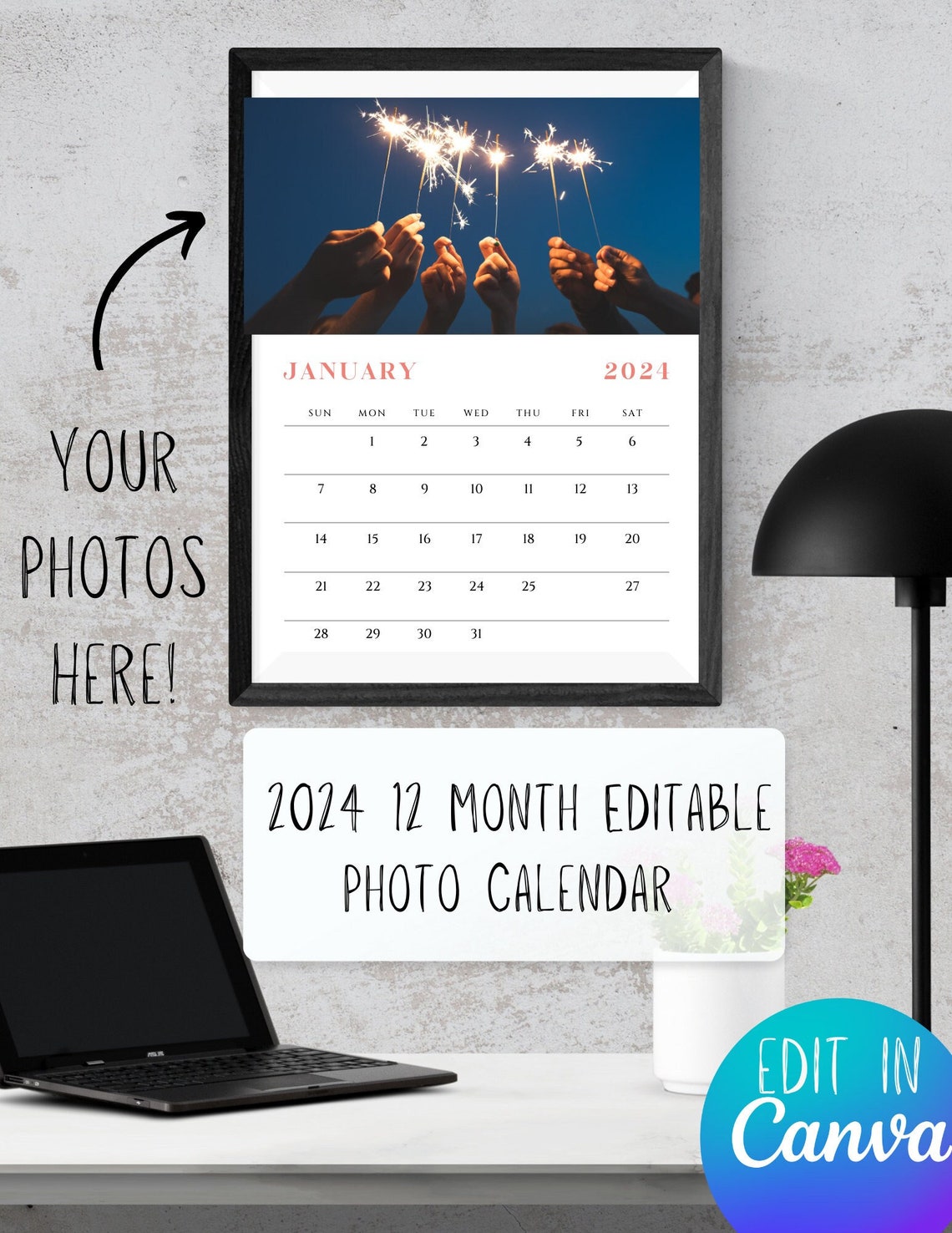 Custom Photo Calendar 2024, Personalized Calendar, 12 Month Calendar ...