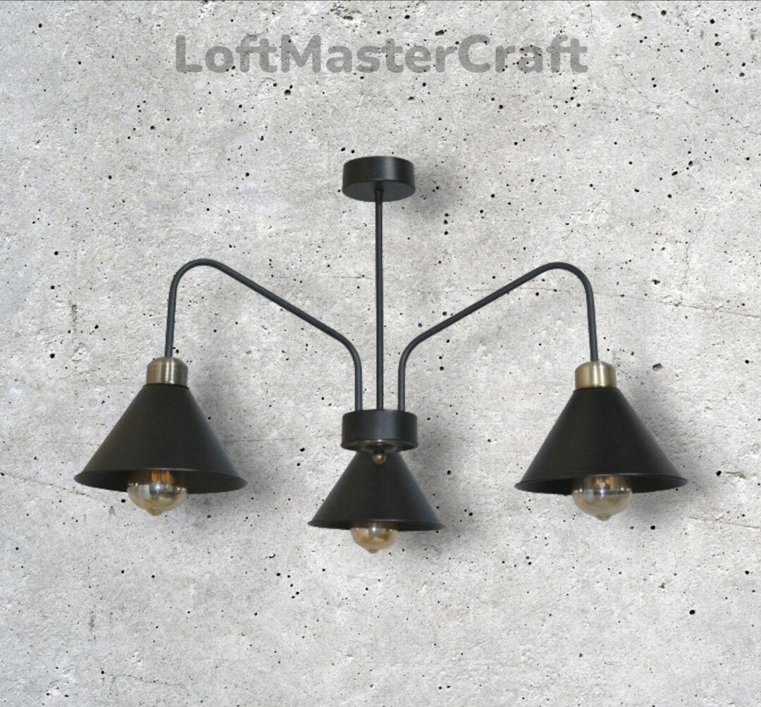 Conic Lamp Shade 3 Light Chandelier Black Conical Lights Shade Conic ...