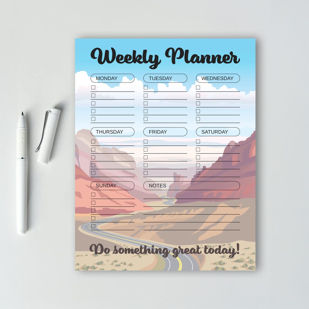 Weekly Planner Notepad | Mountain Theme | Desktop Planner | to Do List ...