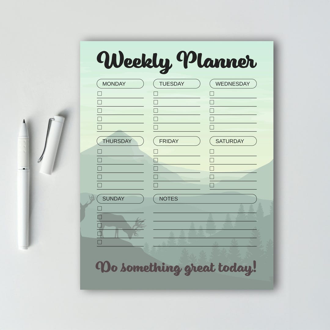 Weekly Planner Notepad | Mountain Theme | Desktop Planner | to Do List ...