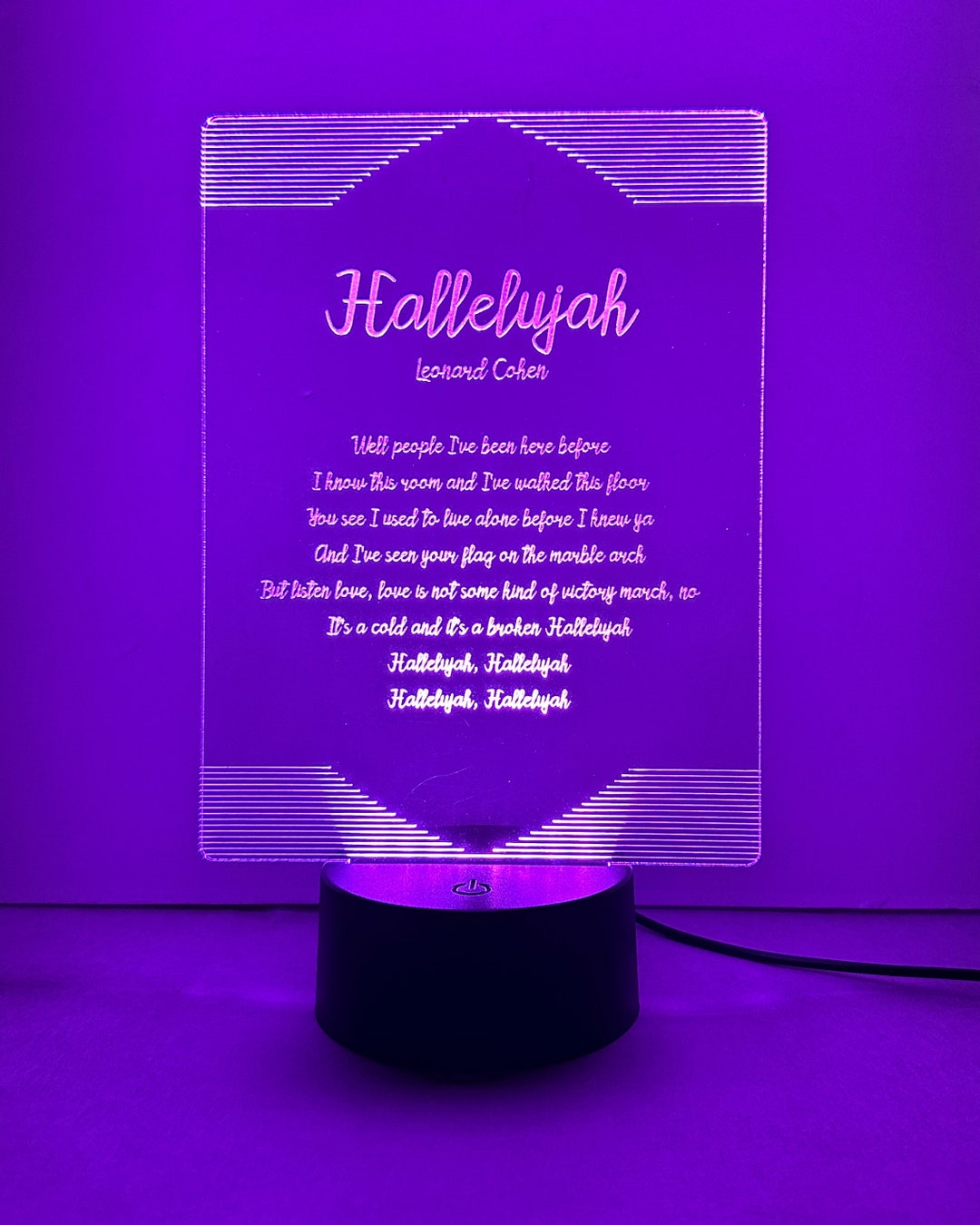 LED Illuminated Acrylic Panel Personalized With Your Text Engraved - Etsy