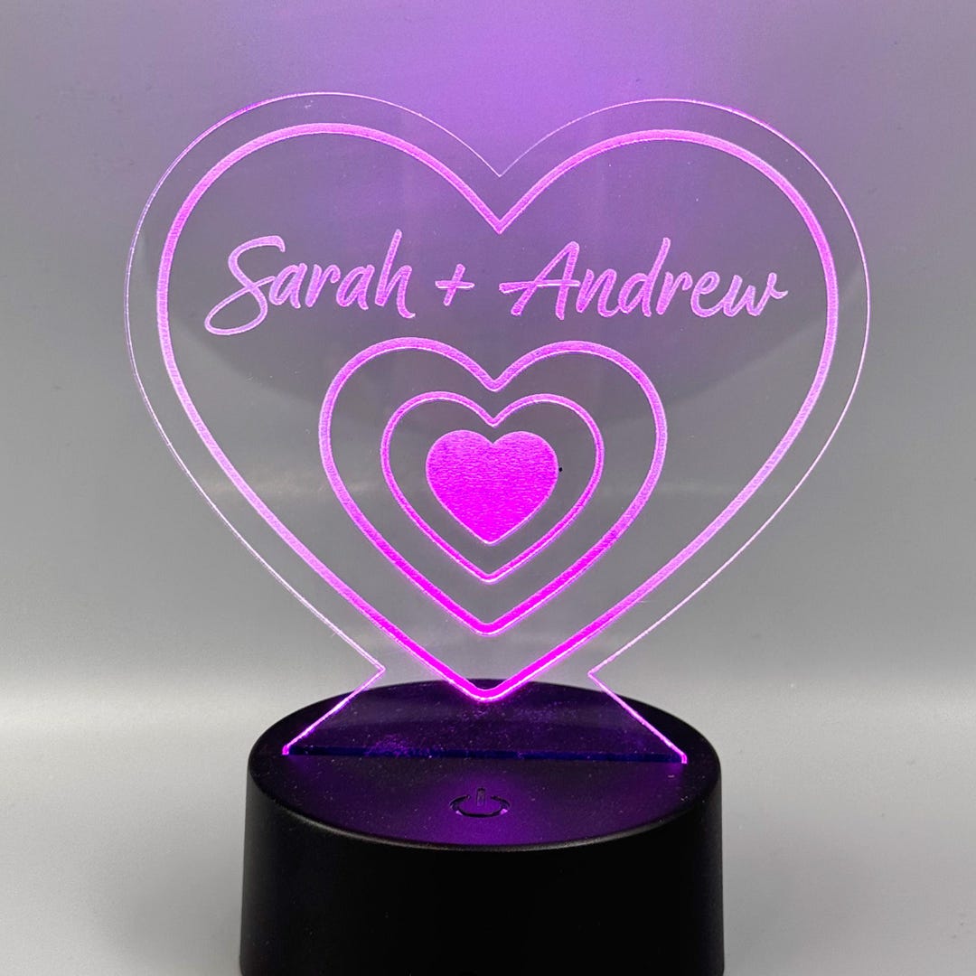 Personalized Engraved Light up Heart, Personalized With Your Text ...
