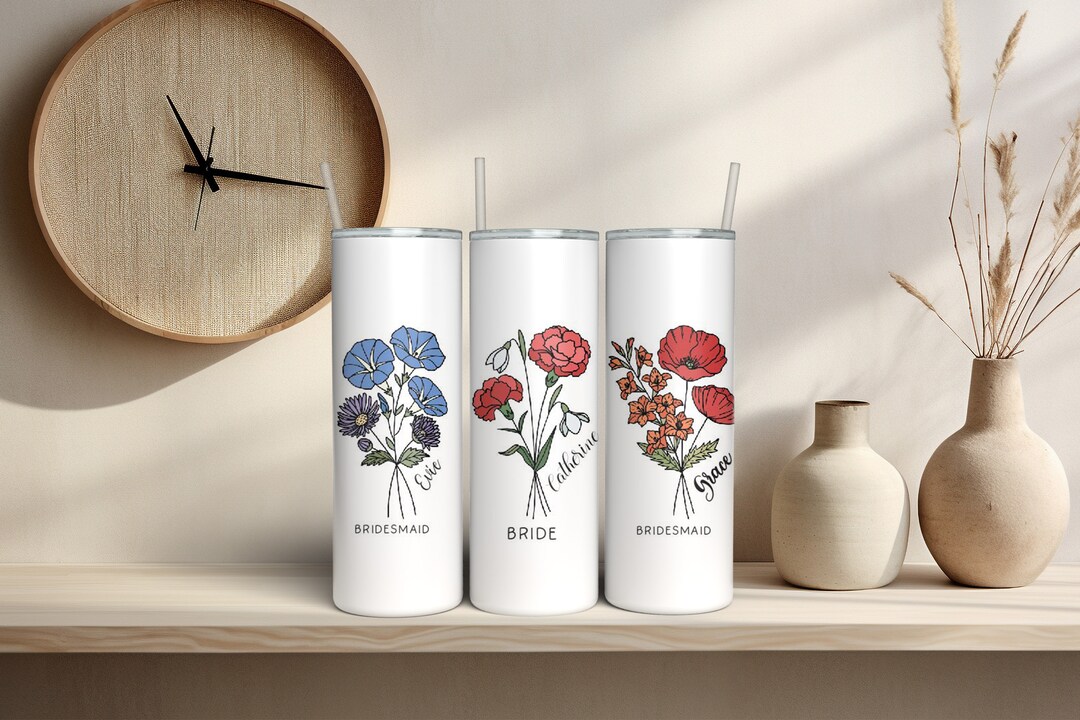 Personalized Color Birth Month Flower Bridal Gift Insulated - Etsy