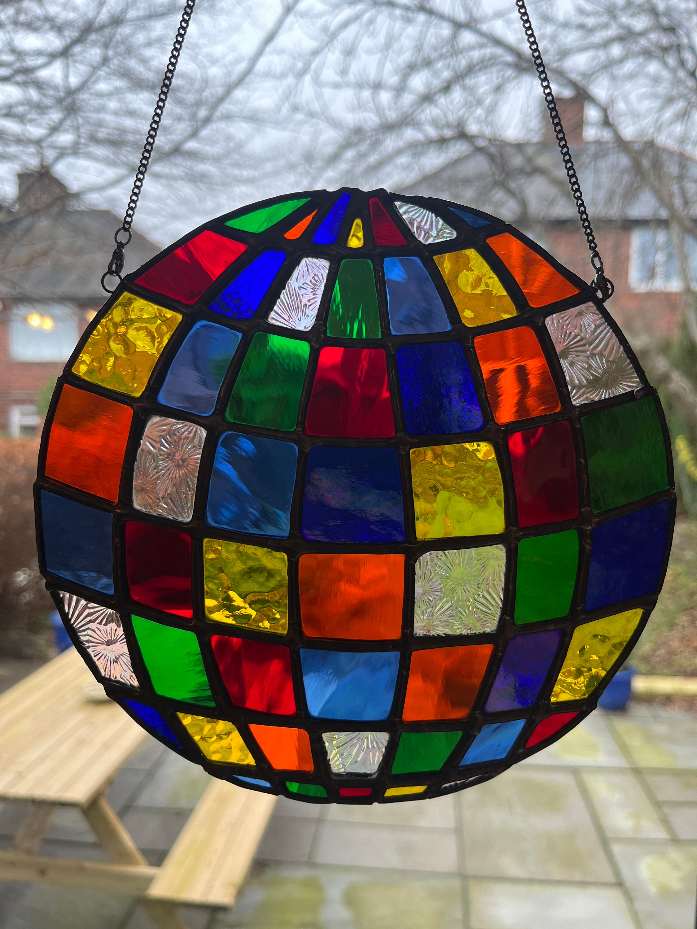Stained Glass Disco Ball Window Hanging - Etsy UK