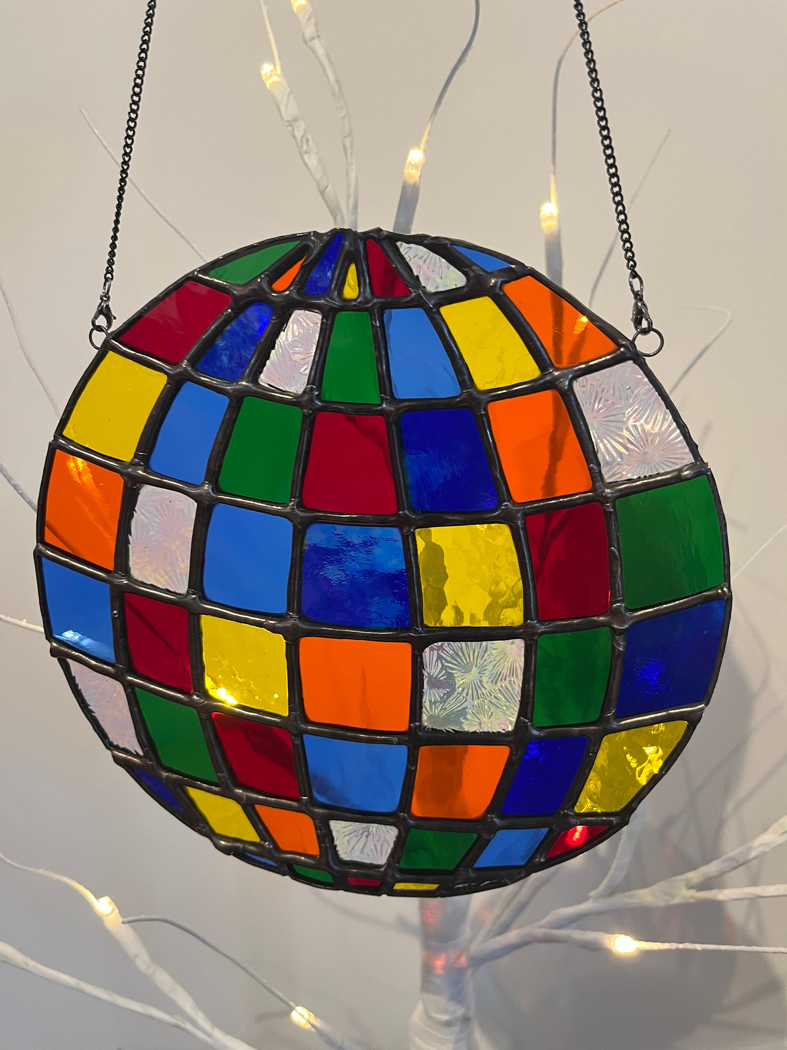 Stained Glass Disco Ball Window Hanging - Etsy UK