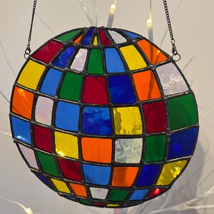 Stained Glass Disco Ball Window Hanging - Etsy UK