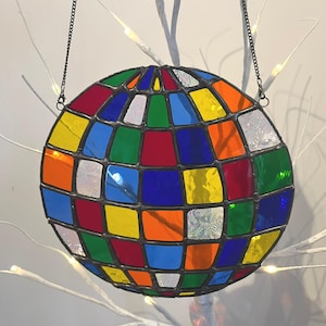 Stained Glass Disco Ball Window Hanging - Etsy UK
