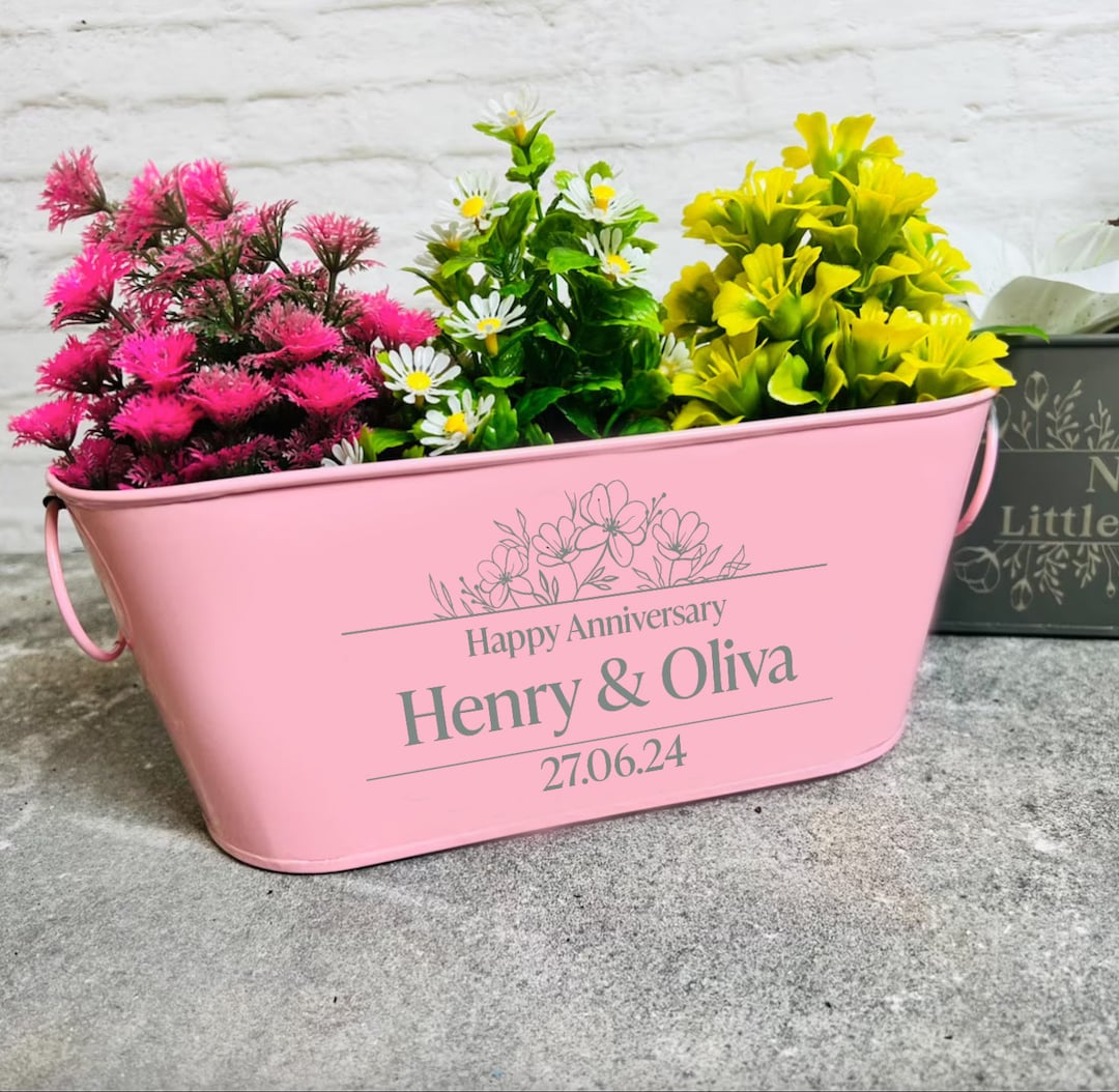 Personalised Metal Planter, Anniversary Gift, Birthday Gift ...