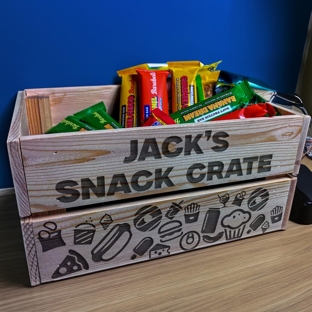 Personalised Snack Crate With Bottle Opener, Custom Engraved Wooden ...