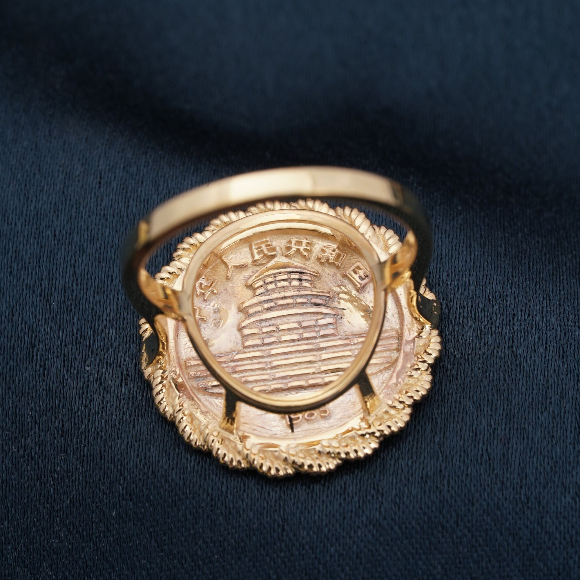 14K Yellow Gold Panda Bear Coin Ring: Handmade Dainty Jewelry - Etsy