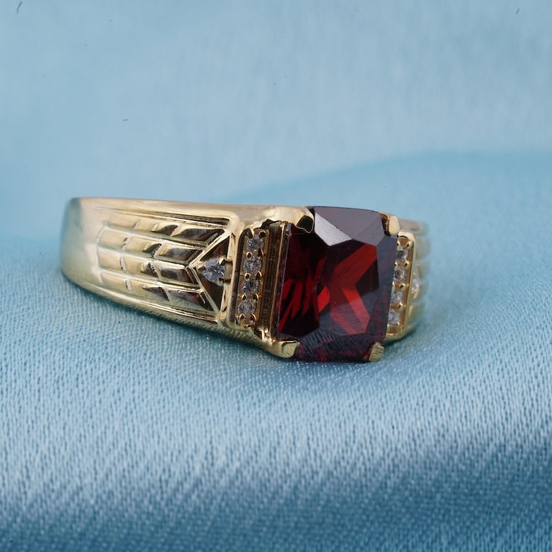 Mens Gold Ring Red Stone - Etsy